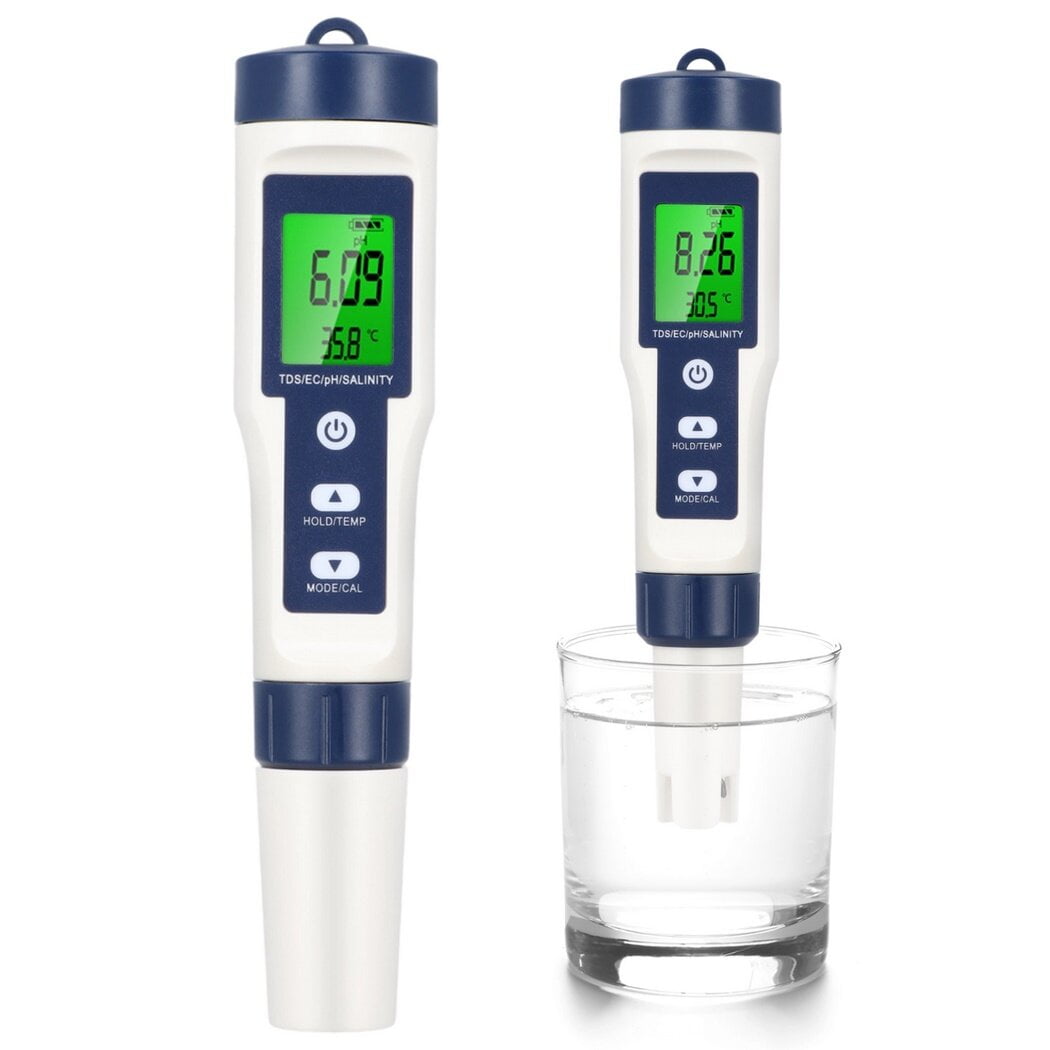 Multifunctional 5-in-1 Water Quality Tester, LCD Backlight Digital ...