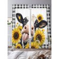 Abstract Farm Cow Sunflower Chiffon Sheer Curtains 84 Inches Long ...