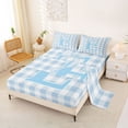 Catabedysis Blue Gingham Print King Sheets,Plaid Monogrammed E Design ...