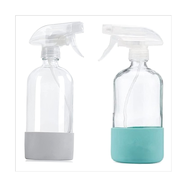Clear Glass Spray Bottles with Silicone Sleeve, Refillable Empty Bottle ...
