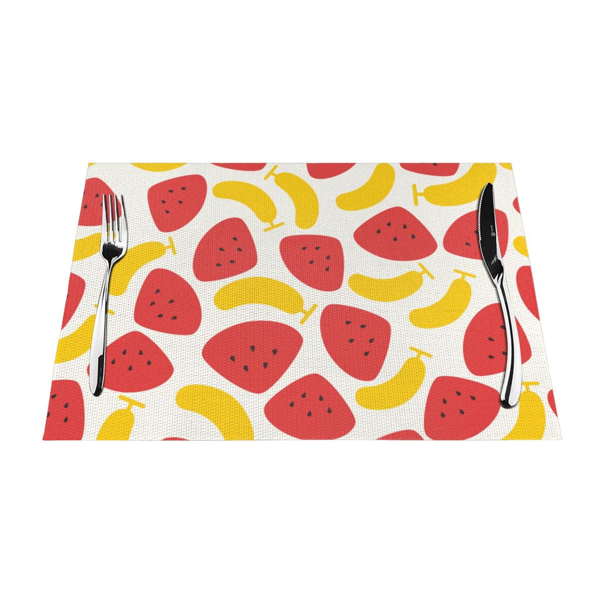 XMXY Woven Placemats Set of 6 PCS, Fruit Background Pattern Table Mats ...