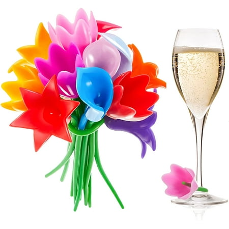 12 Pieces Drink Markers Floral Glass Cup Strip Tag Wine Glass Bottle ...