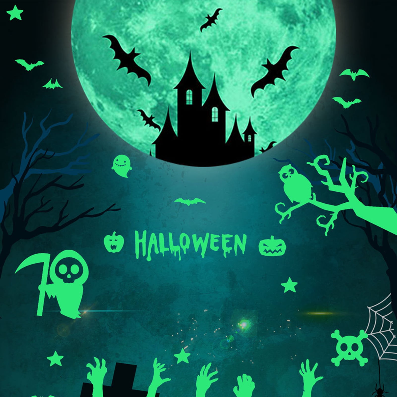 1 Set Luminous Sticker Decor Exquisite PVC Stylish Halloween Style Art ...