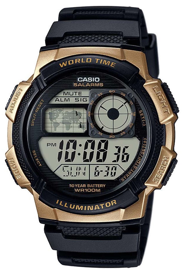 Casio AE1000W 1A3 Men s Black Resin Band 5 Alarm Chronograph World Time Casio AE1000W 1A3 Men s Black Resin Band 5 Alarm Chronograph World Time