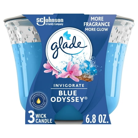 Glade Candle Blue Odyssey, Fragrance Candle Infused with Essential Oils ...