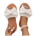 Bkhluea Women Bow Accent Flat Slide Sandals Comfortable Footwear For ...