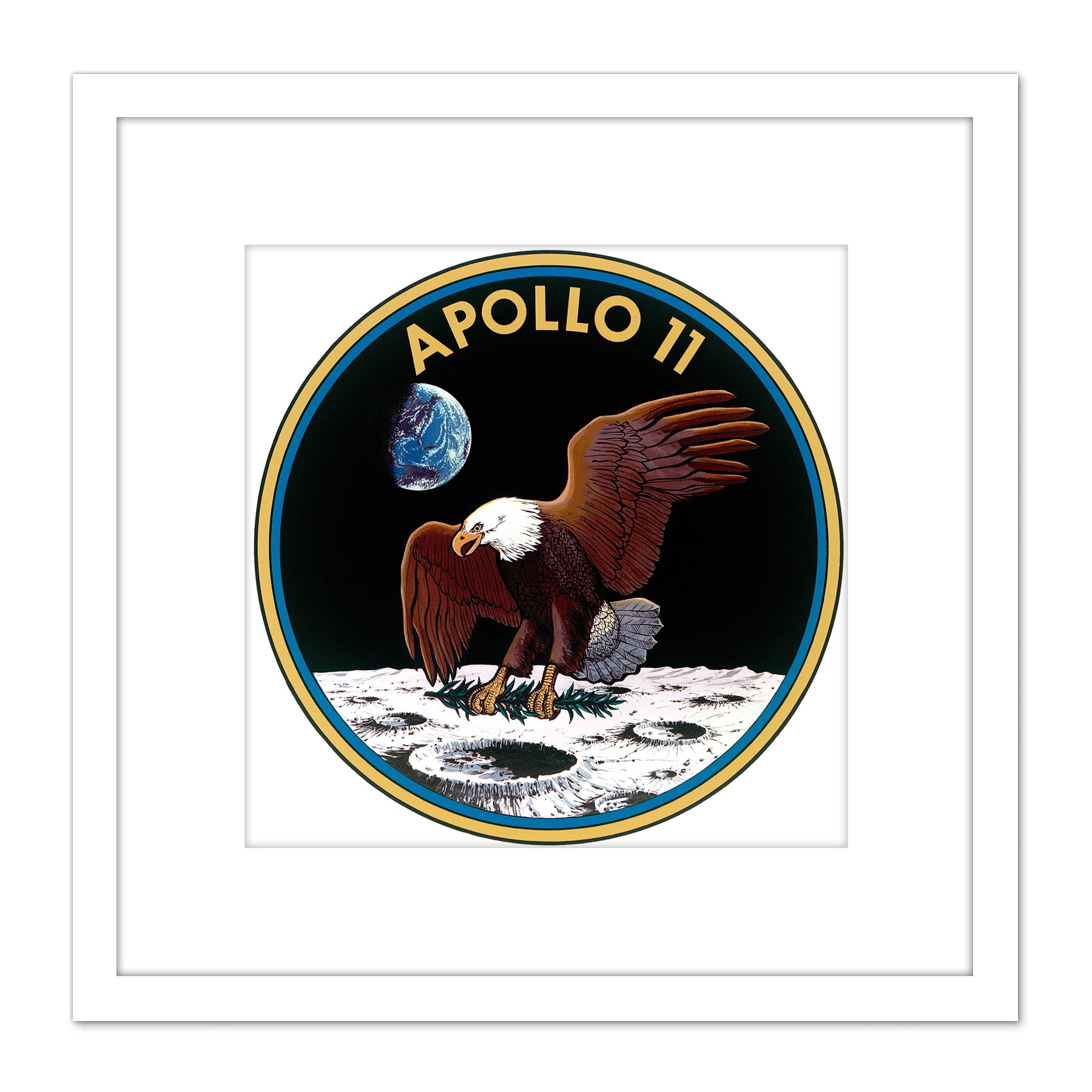 Space NASA Apollo 11 Mission Emblem Badge Patch 8X8 Inch Square Wooden ...