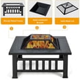 3 in 1 Outdoor Fire Pit, 32 Inch Square Steel Fireplace with Spark ...