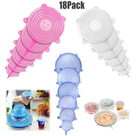Stretchable silicone lids - 18-part silicone lids with stretchable ...