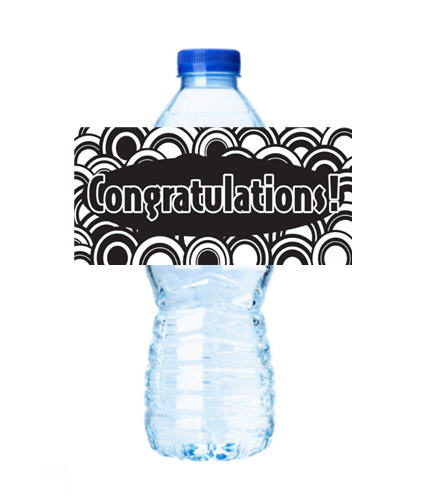 Congratulations Black & White Party Decoration 15ct Water Bottle Label ...