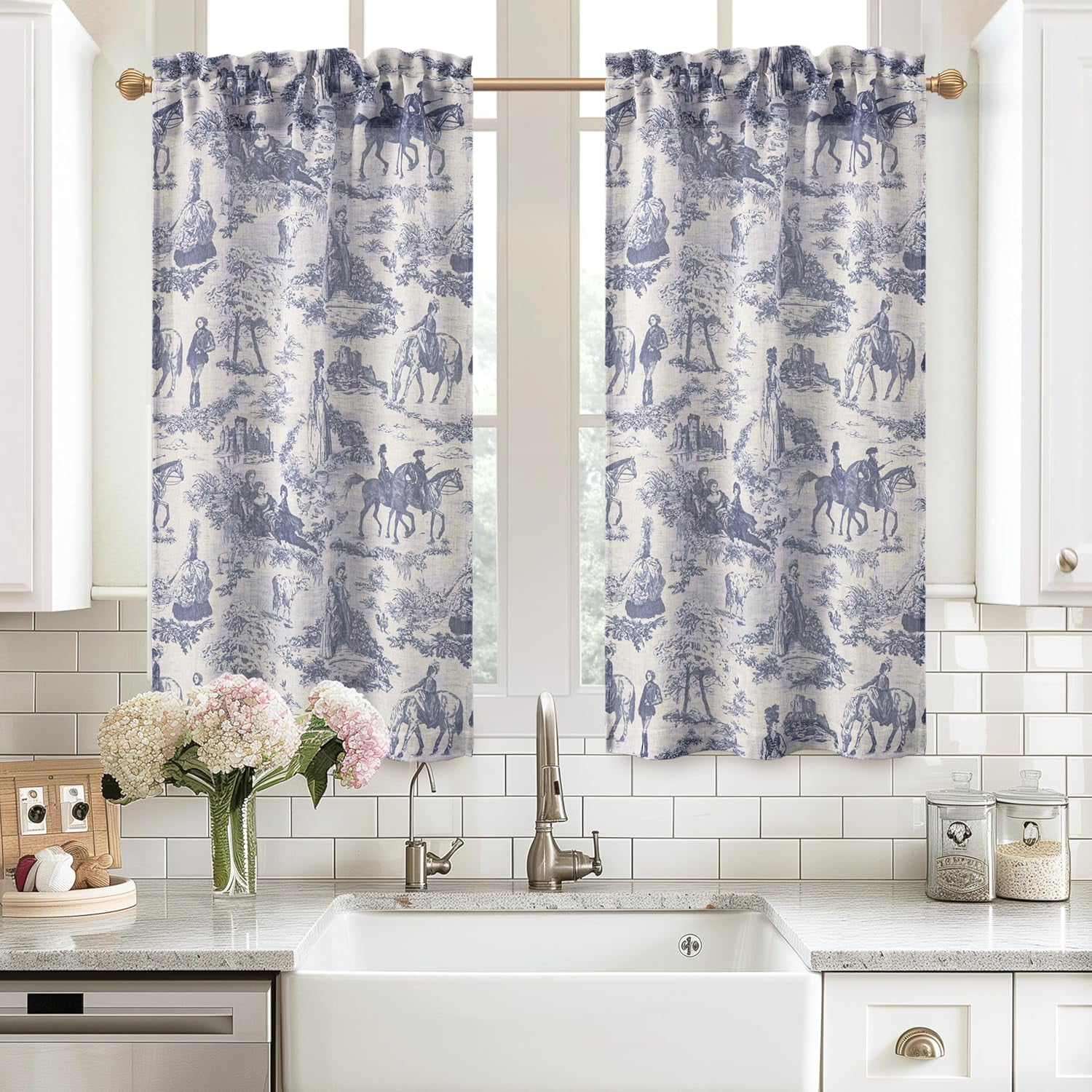 Click here for Siabc-Kitchen Curtains Toile Tier Linen Short Curt... prices