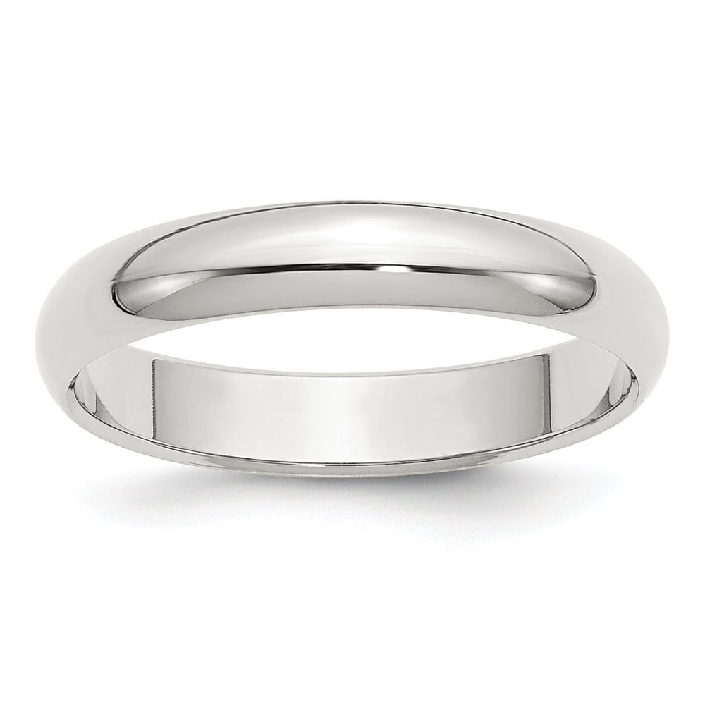 White Sterling Silver Ring Band Wedding Standard Rhodium-plated 4mm ...