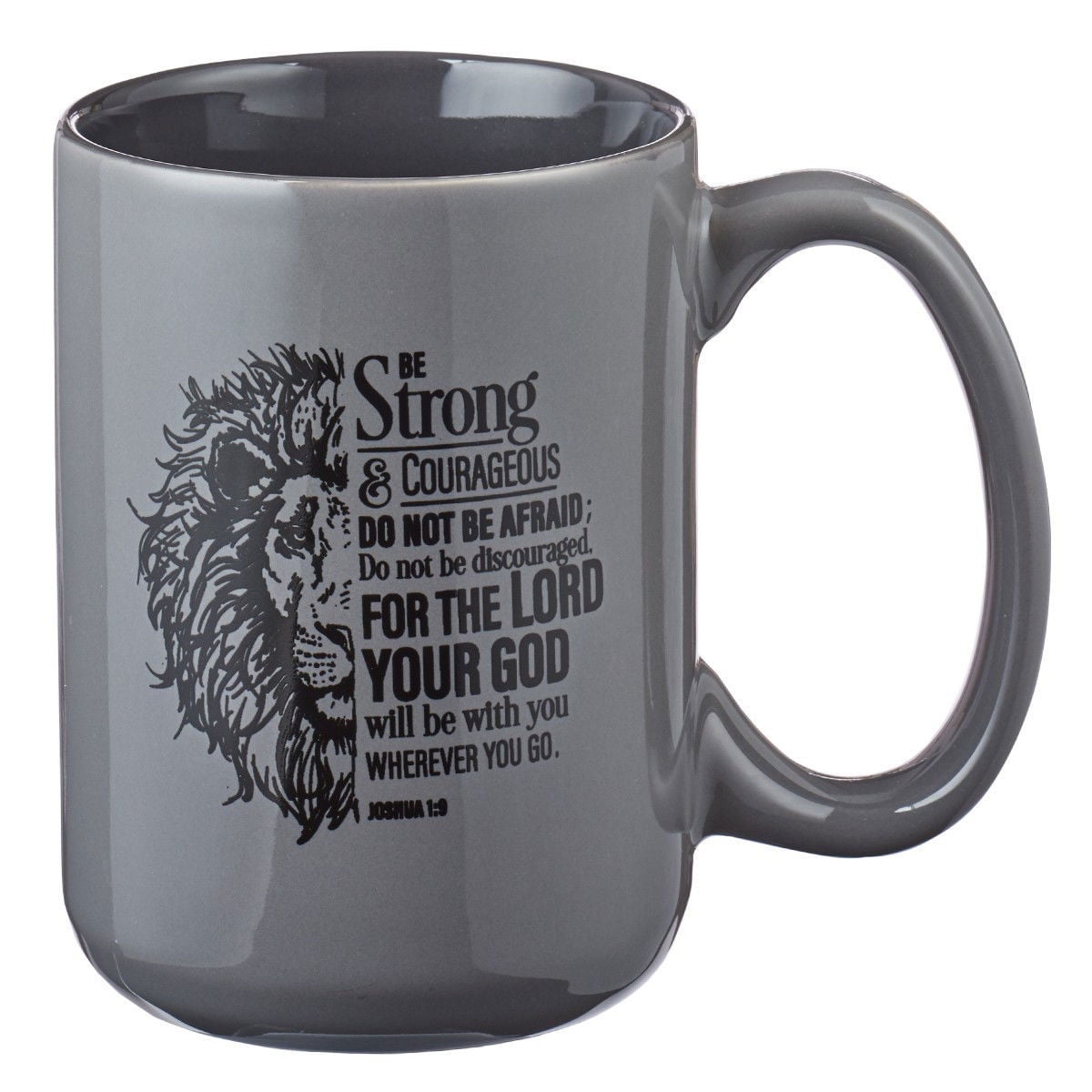 Click here for Christian Art Gifts Be Strong Lion Gray Coffee Mug... prices