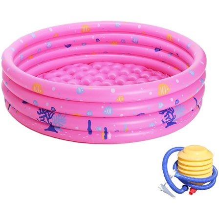 Pink Round Inflatable Kiddie Pool Set, Family Swimming Pool Water Pool ...