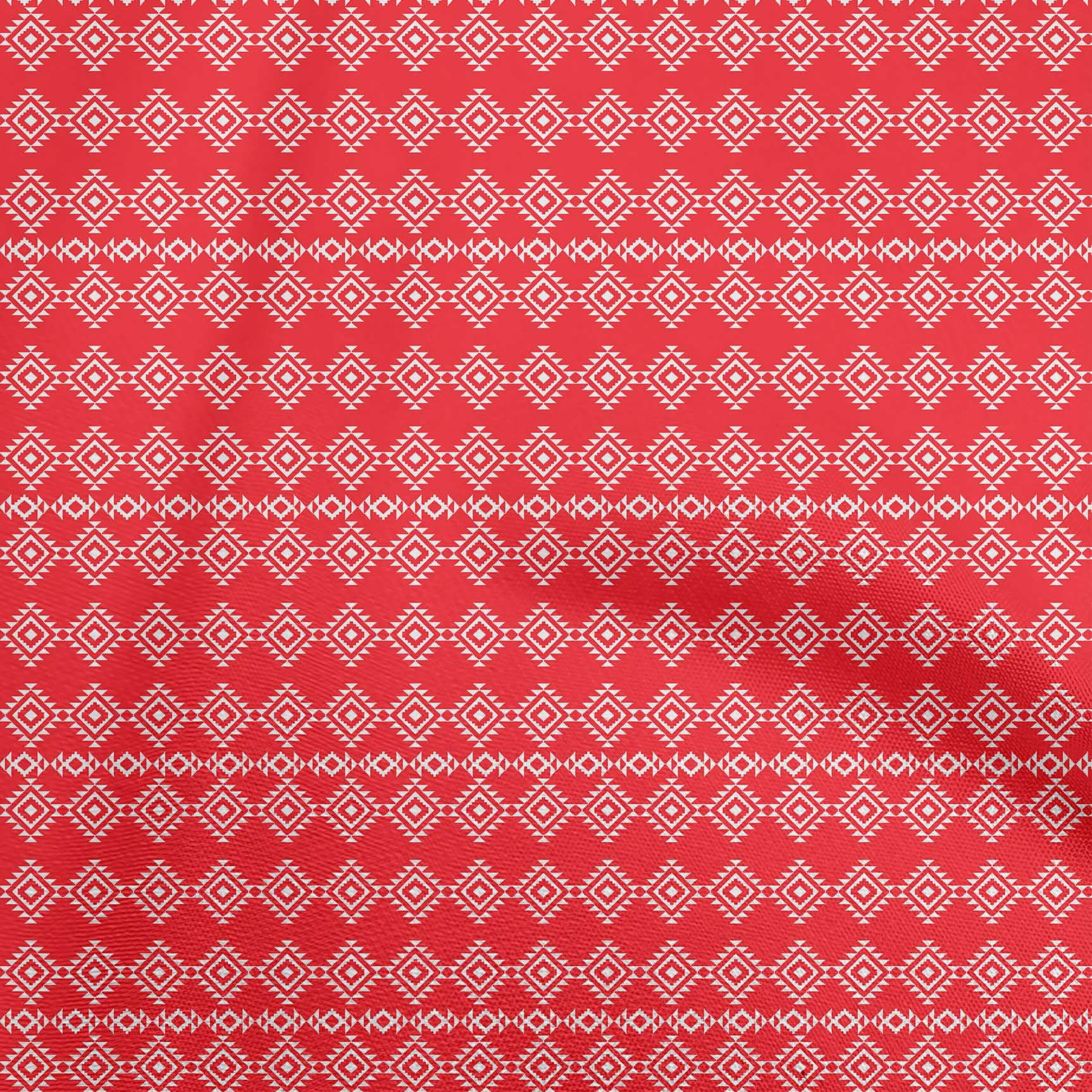 oneOone Cotton Poplin Red Fabric Tribal Sewing Material Print Fabric By ...