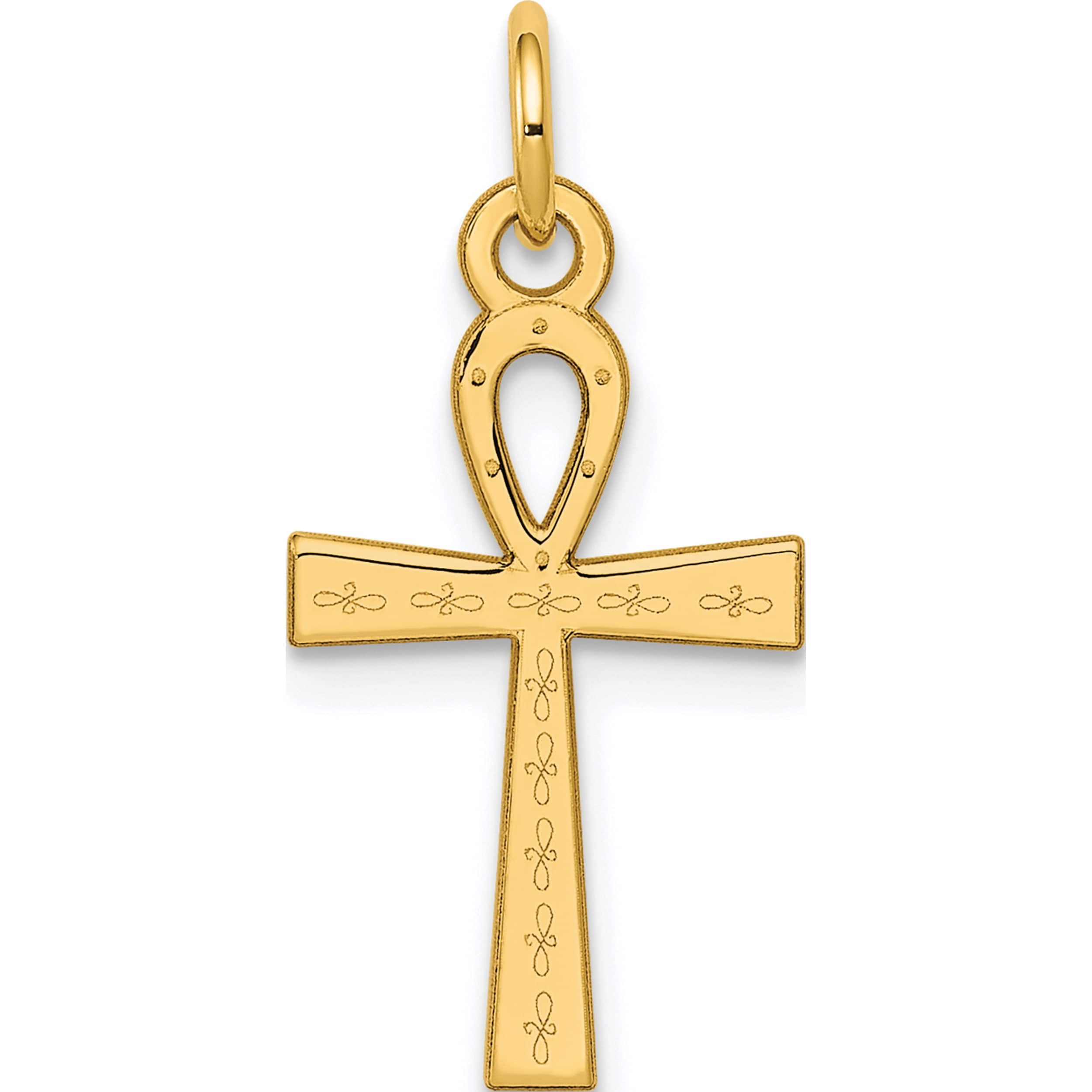 14K Laser Designed Cross Pendant New Religious Charm Yellow Gold ...