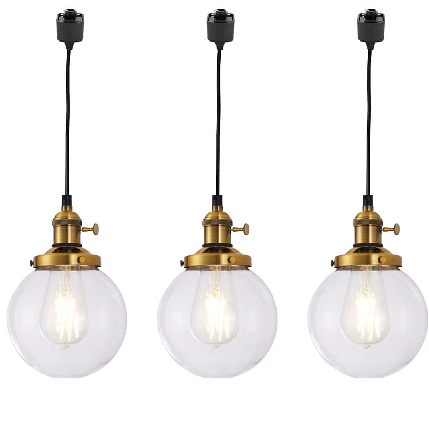 FSLiving H-Track Pendant Lighting Vintage Industrial Pendant Light Fixture with 5.9" Handmade ...