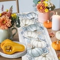 Autumn Blue White Pumpkins Table Runner 13x48in Non-Slip Cotton Linen ...