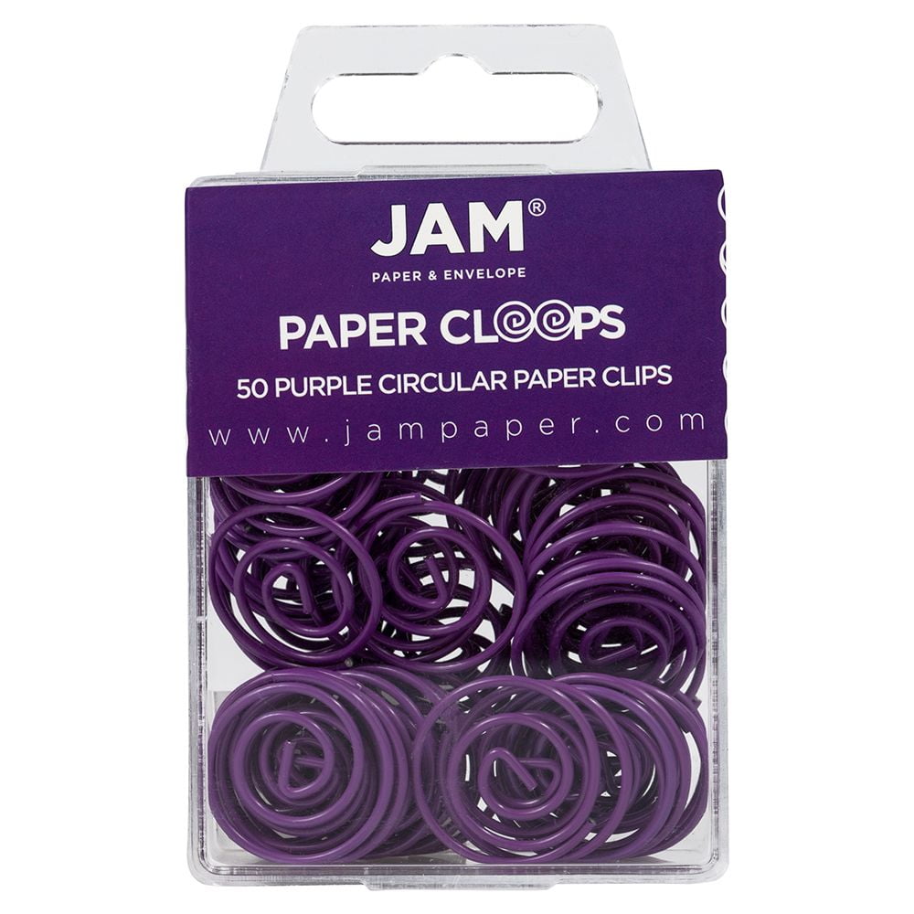 JAM Paper Round Paper Clips, Purple Paperclips, 1 inch, 50/Pack ...