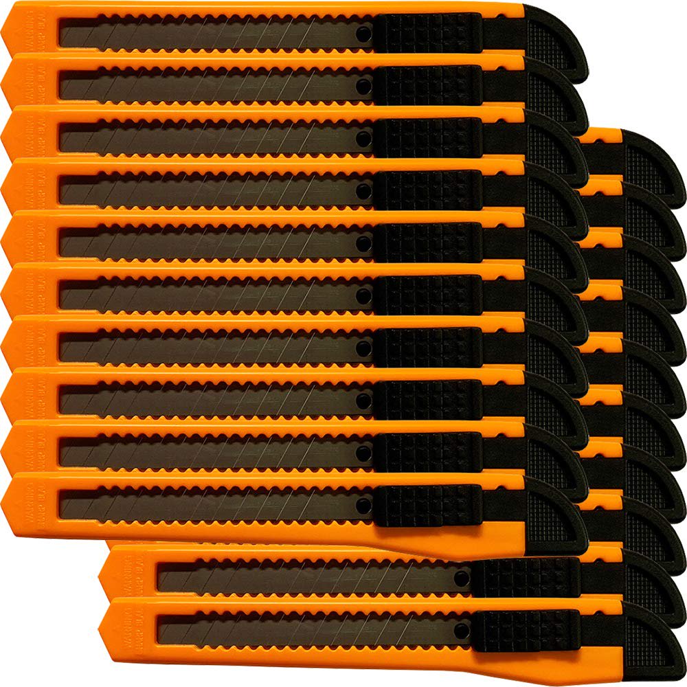 20x Bulk Small Neon Orange Utility Knife Box Cutters Snap Off Blade 9MM ...