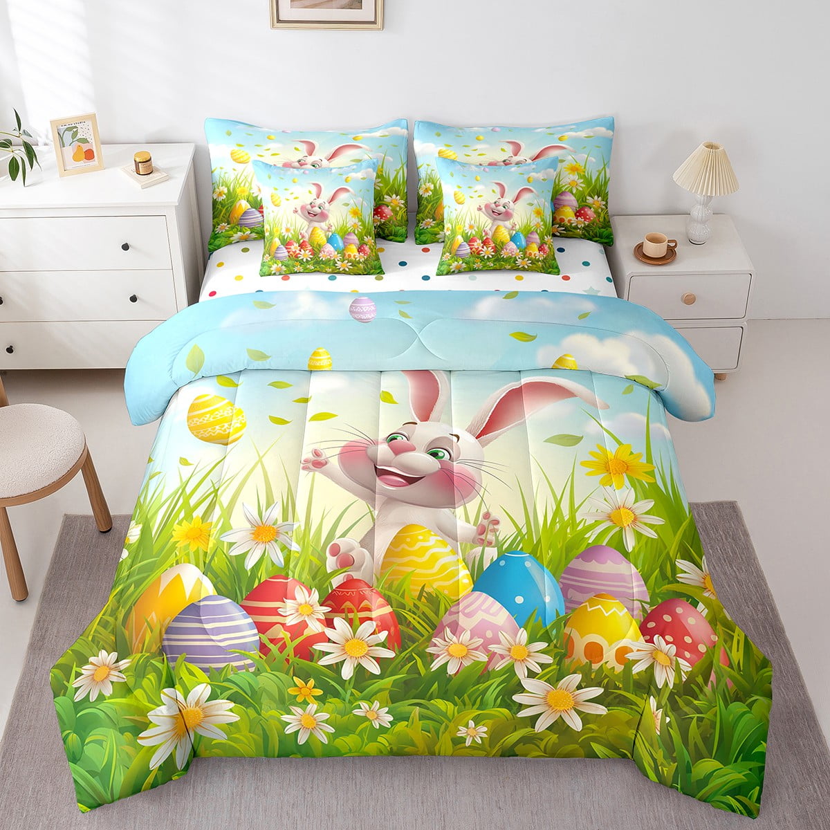 Erosebridal Rabbit Eggs Bed In A Bag King Size For Kids,Happy Easter ...