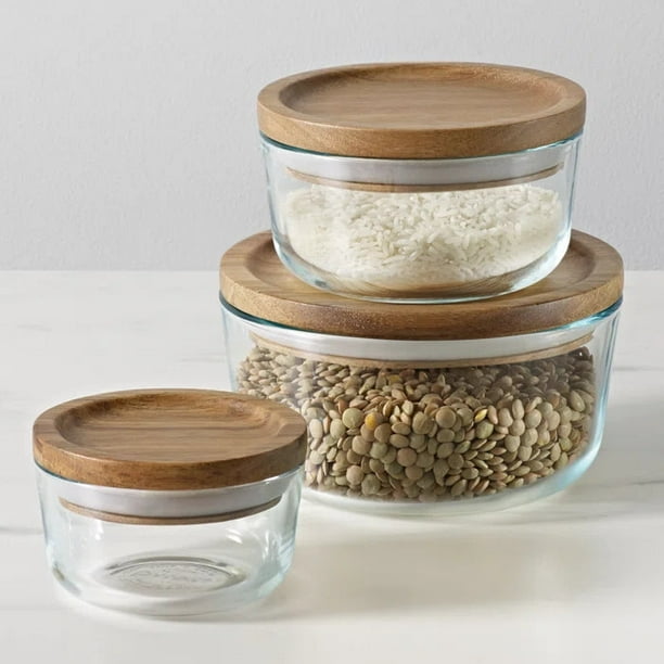 Pyrex 6-piece Glass Food Storage Container Set with Wood Lids - Walmart.ca