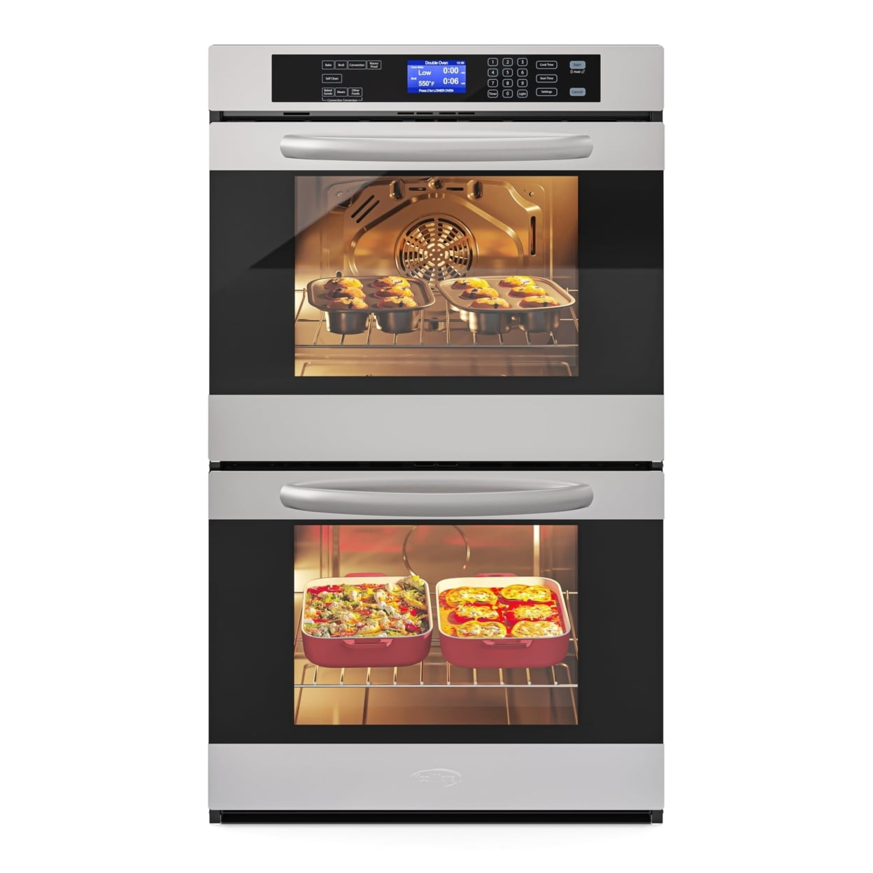 5 cu. ft. Stainless-Steel Premium Convection Double-Unit Wall Oven, KM ...