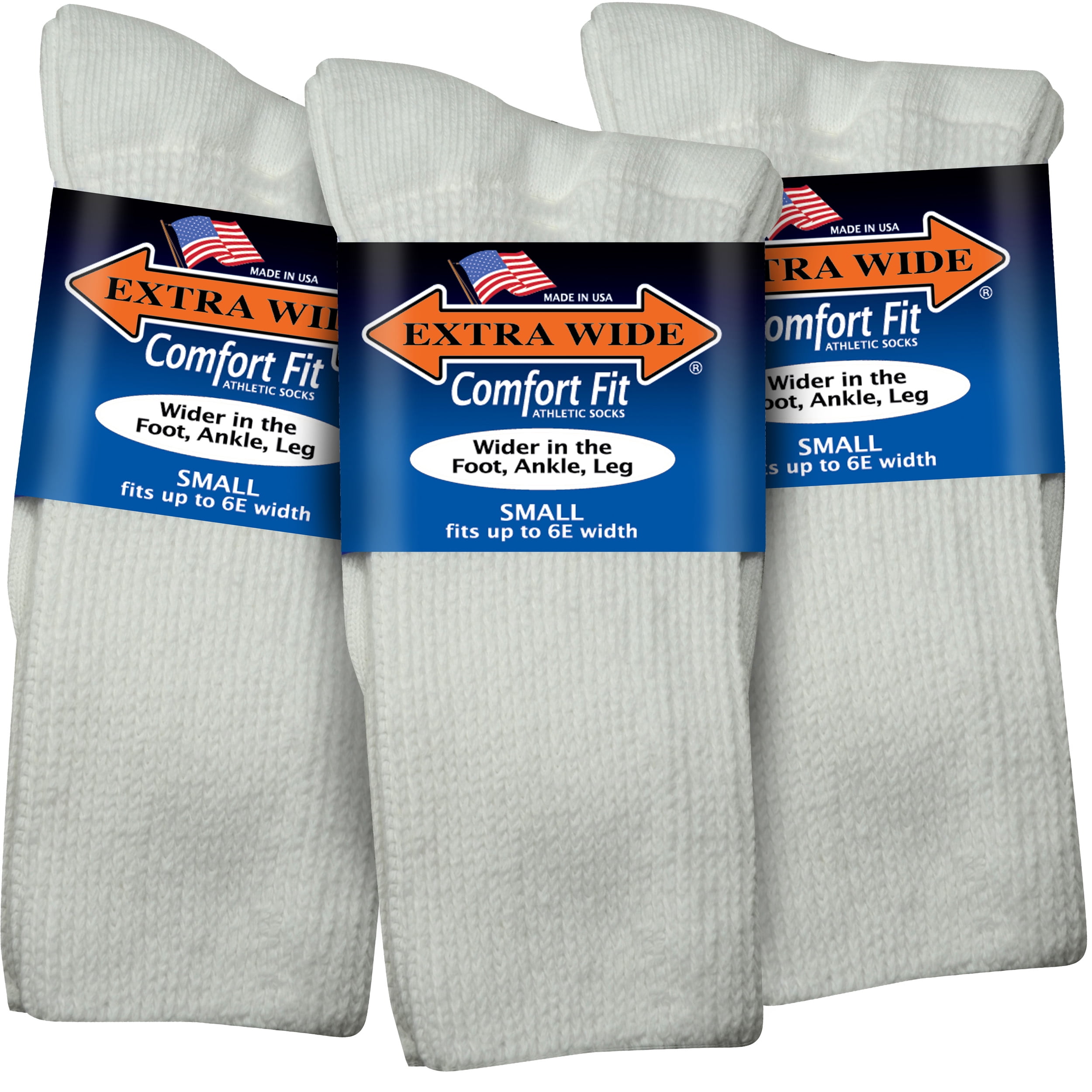 Extra Wide Comfort Fit Athletic Crew (Mid-Calf) Socks (3 Pairs) for Men ...
