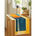 Burlap Table Runner 120 Inches Long, Orange Color Block Abstract ...