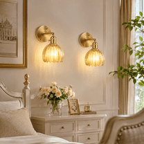 DONGPAI 2 Pack Vintage Battery Operated Wall Sconce with Amber Tulip ...