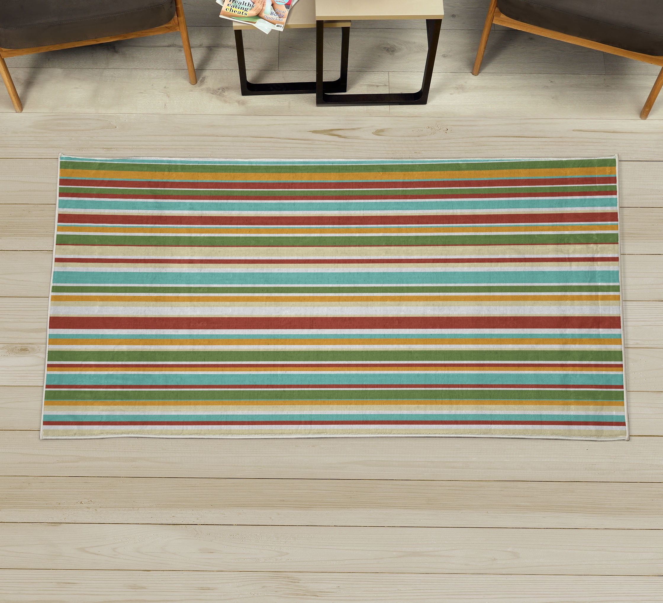 Pastel Decorative Rug, Vertically Striped Pattern Different Color ...