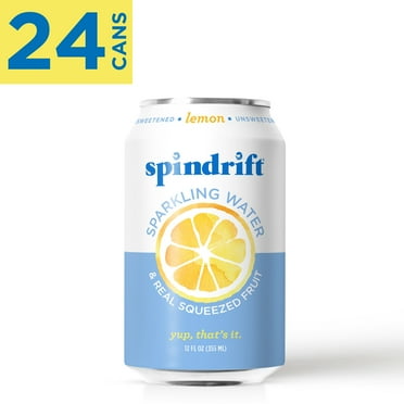 Spindrift Lemon Flavored Sparkling Water, Real Squeezed Fruit, 12 fl oz, 8 Count, 3 Cal per Can ...