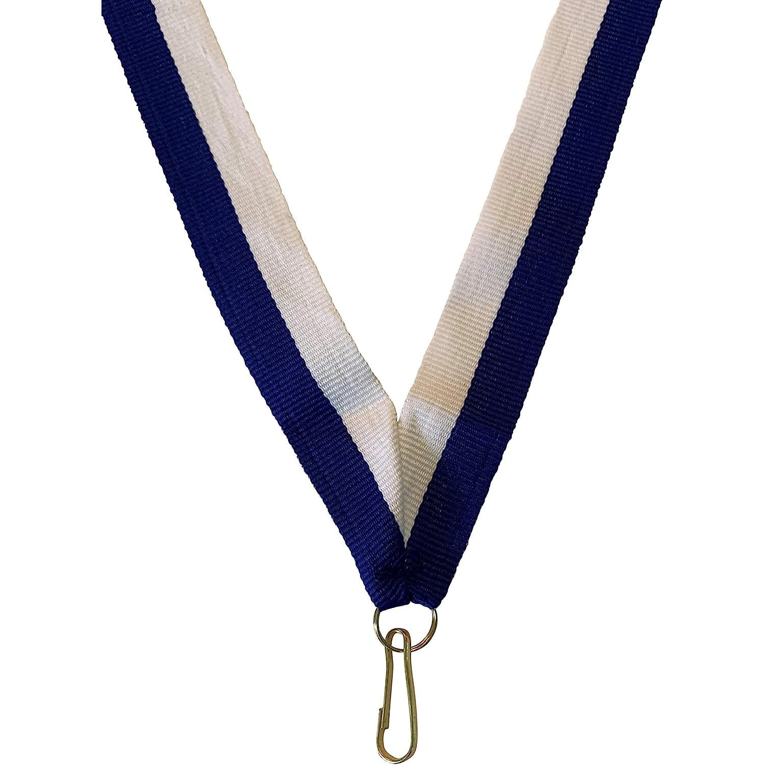 Blue and White Neck Ribbons for Medals with Snap Clips Flat Lanyard ...