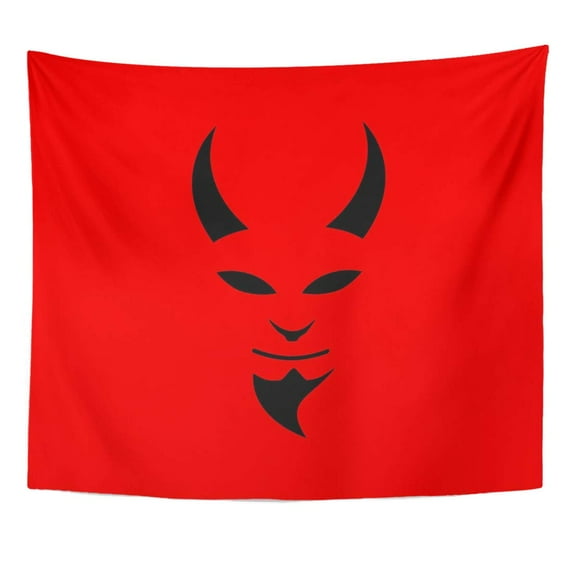 ZEALGNED Danger Red Cartoon Devil Head Cute Demon Evil Eyes Wall Art ...