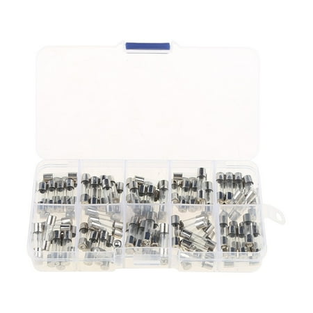 wruas 100Pcs/Box 5x20mm Fast Blow Glass Fuse Assorted Mixed Kit 10 Values Amp 250V 0.2-20A Quick ...