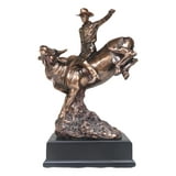 Wild Western Rodeo Cowboy With Bucking Bull Bronze Electroplated Statue ...