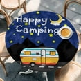 Cartoon RV Round Fitted Tablecloth with Elastic Edge, Happy Camping ...
