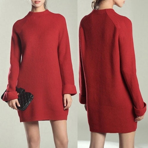 Canis Fashion Women Winter Thick Warm Long Sleeve Solid Color Casual