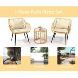 Bifanuo 3-Piece Wicker Bistro Set, Rattan Furniture with Coffee Table ...