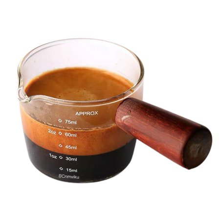 GLASS Espresso Coffee Cup Ounce Cup With Scale And Wooden Handle ...