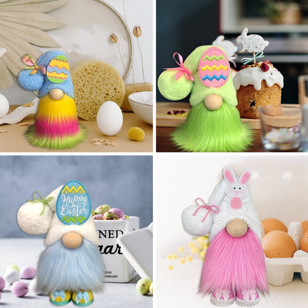 4pcs Easter Gnome Elf Doll Easter Bunny Eggs Faceless Doll Handmade ...