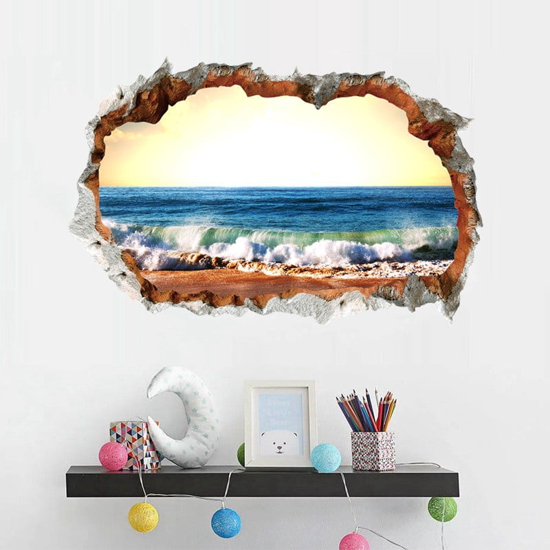 3D Wall Sticker Decorative Art Display Waterproof Office Craft Beach ...