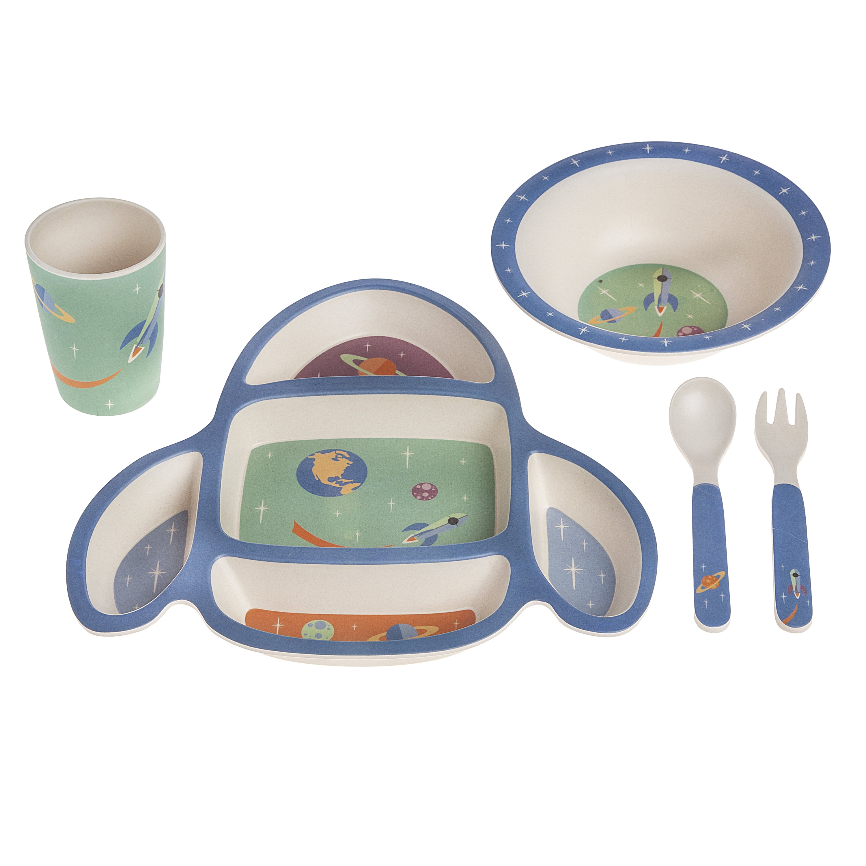 Monbebe 5 Piece Bamboo Mealtime Set, Rocket - Walmart.com