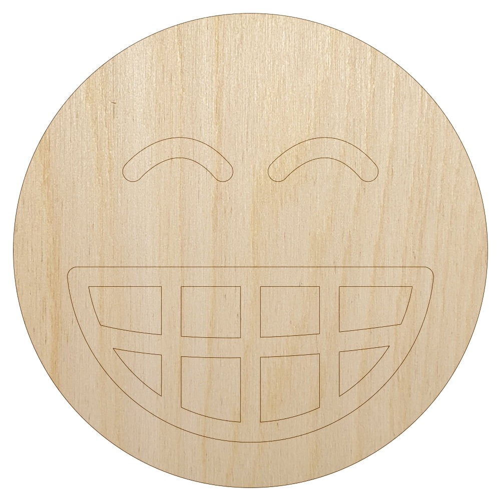 Happy Face Big Smile Teeth Grin Emoticon Wood Shape Unfinished Piece ...