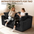 Black Corduroy Convertible Sofa Bed 2-Seater Pull Out Floor Couch With ...