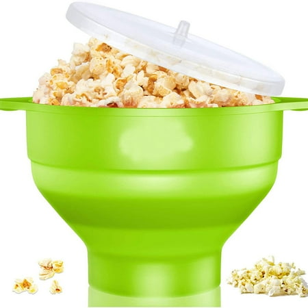kurtrusly Popcorn Bucket with Handle Lid Silicone Bowl Microwave ...