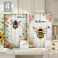 summer kitchen towels A picture of a bee flying over a field of flowers ...