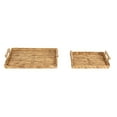 Household Essentials Handwoven Water Hyacinth Rectangular Tray Set with Wood Handles, Natural ...