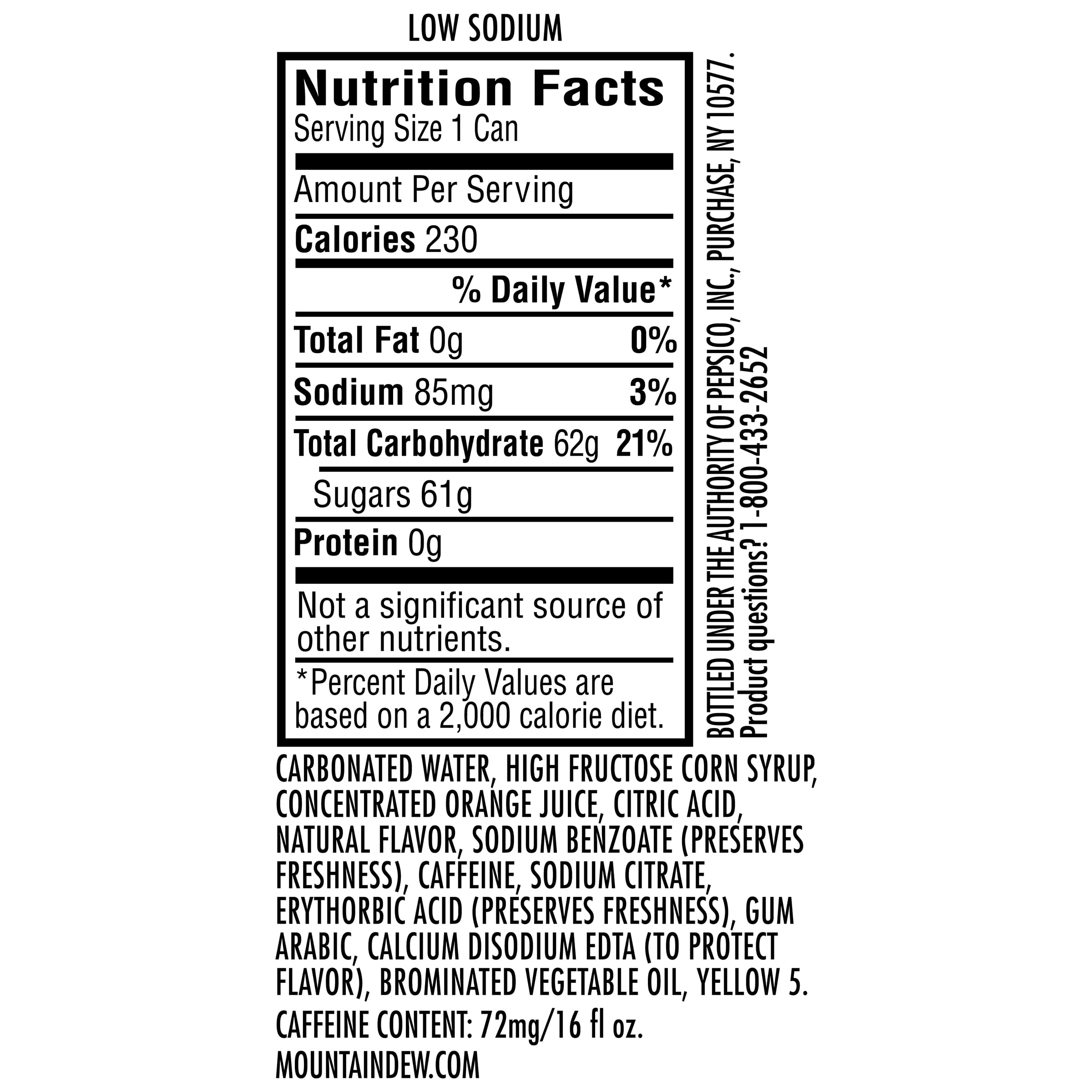 Mountain Dew Nutrition Facts 16 Oz – Besto Blog