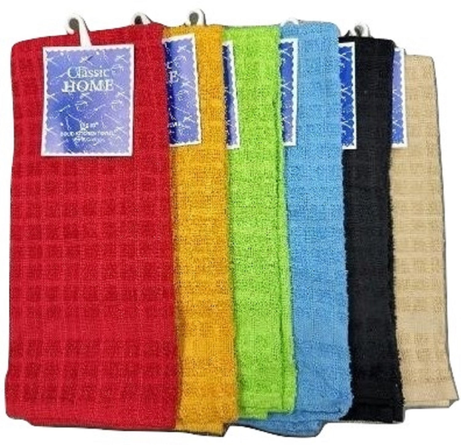 Soft Textiles 12 Pack Kitchen Towels 6 Solid Multi Color 100 Cotton